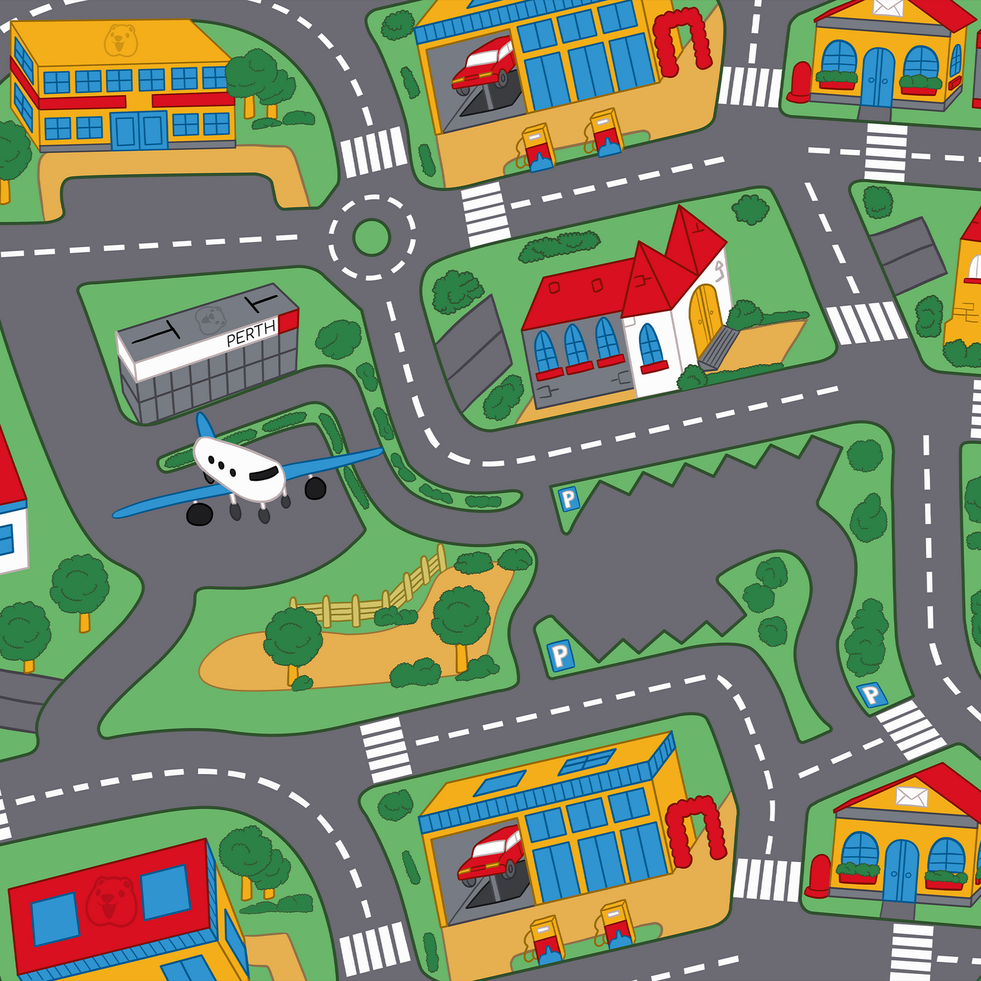 Kids Car Town from Childhood - Mousepad Deskmat Playmat (artist designed)